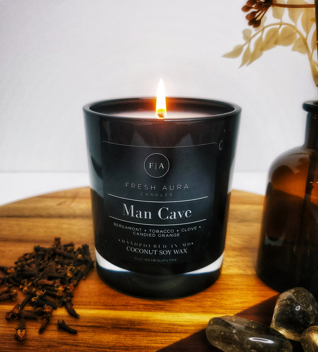 Man Cave | Wood + Leather + Brandy – Fresh Aura Candles